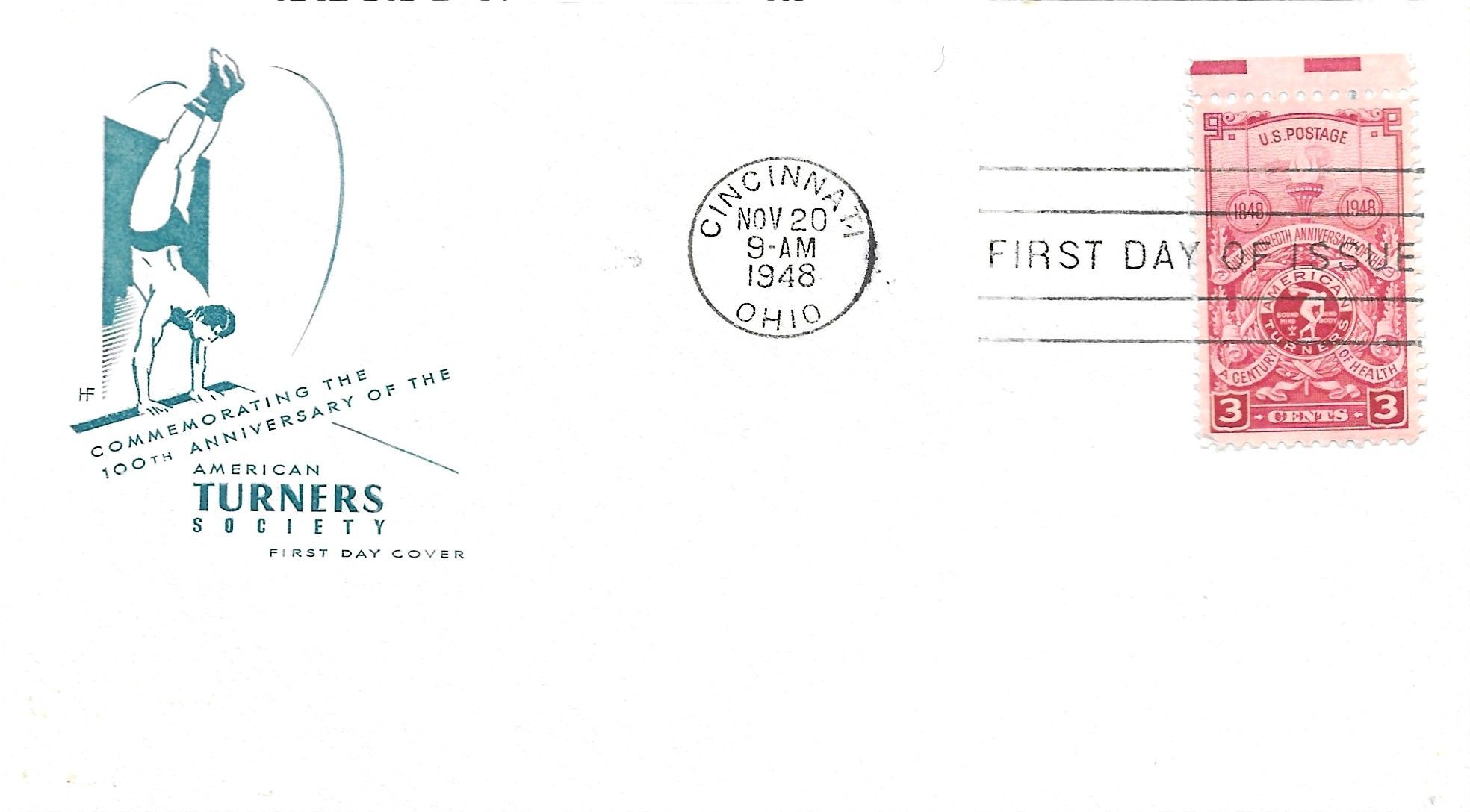 1948 FDC, #979, 3c American Turners, House of Farnam | United States ...