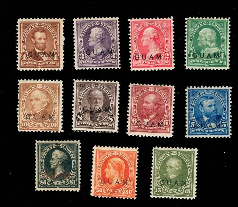 MOMEN: US GUAM STAMPS #1-12 COMPLETE MINT OG H SET / HipStamp