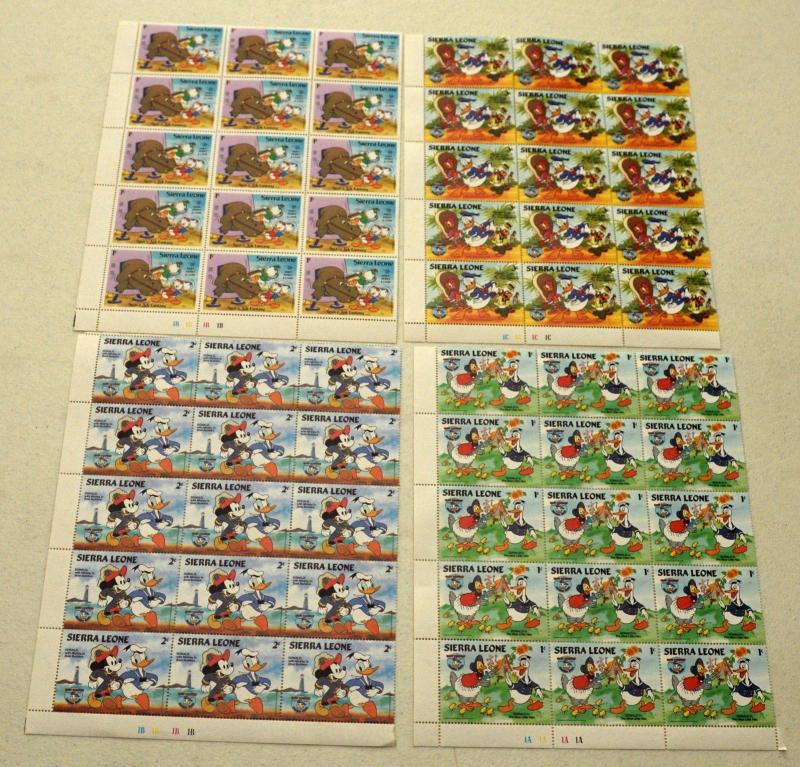 4 Sierra Leone DISNEY DONALD Topical Stamps Postage Blocks Sheets ...