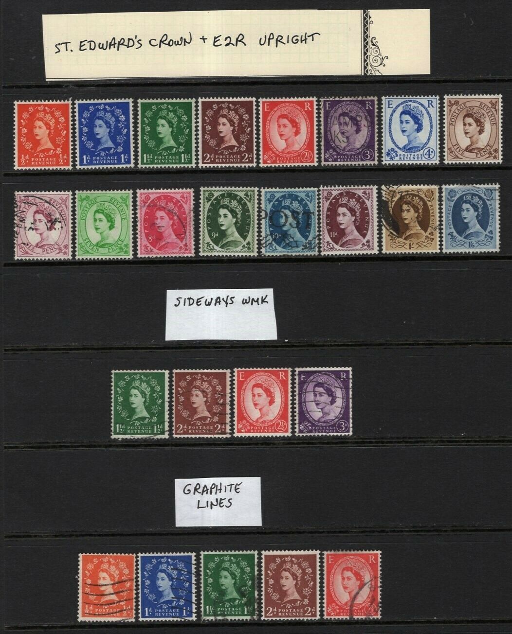 GB 1952-59 QE Definitives 44 Stamps Mint-Used With Varieties Look ...