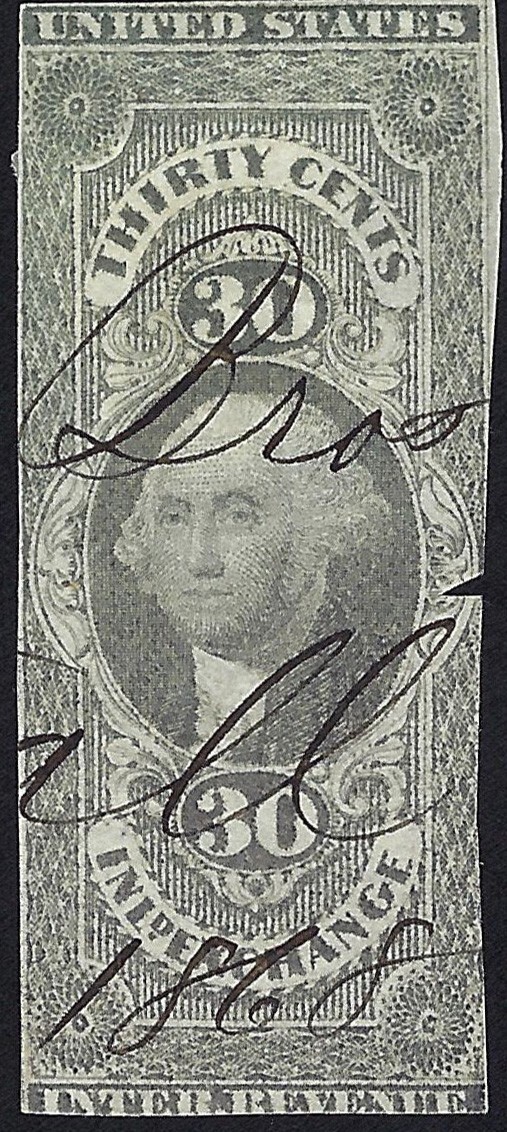 US Scott #R52a Used VF 30 Cent 1868 Imperf Internal Revenue Inland ...