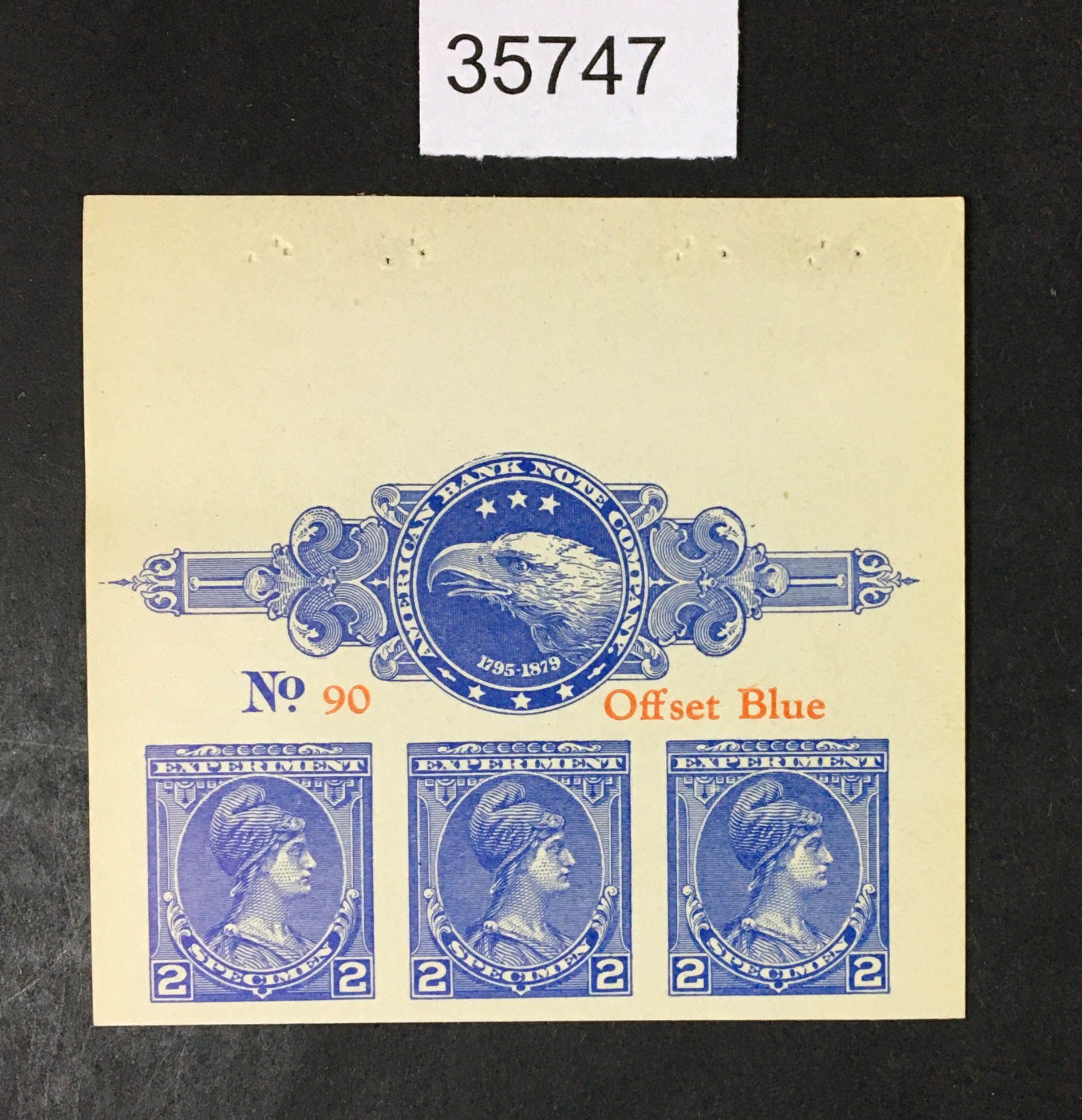 US Stamps # 1 American Bank Note Blue Essay Mint OG NH EST. $125 LOT ...