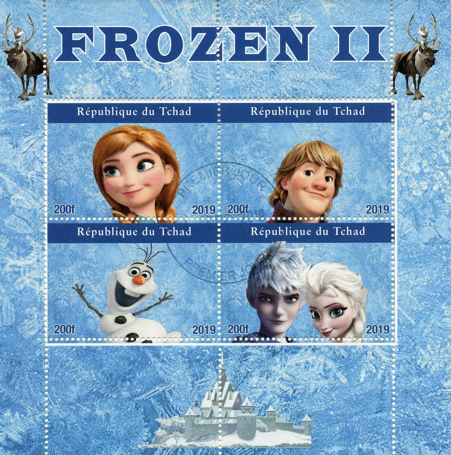 Chad Disney Stamps 2019 CTO Frozen 2 Elsa Olaf Cartoons Animation 4v M ...