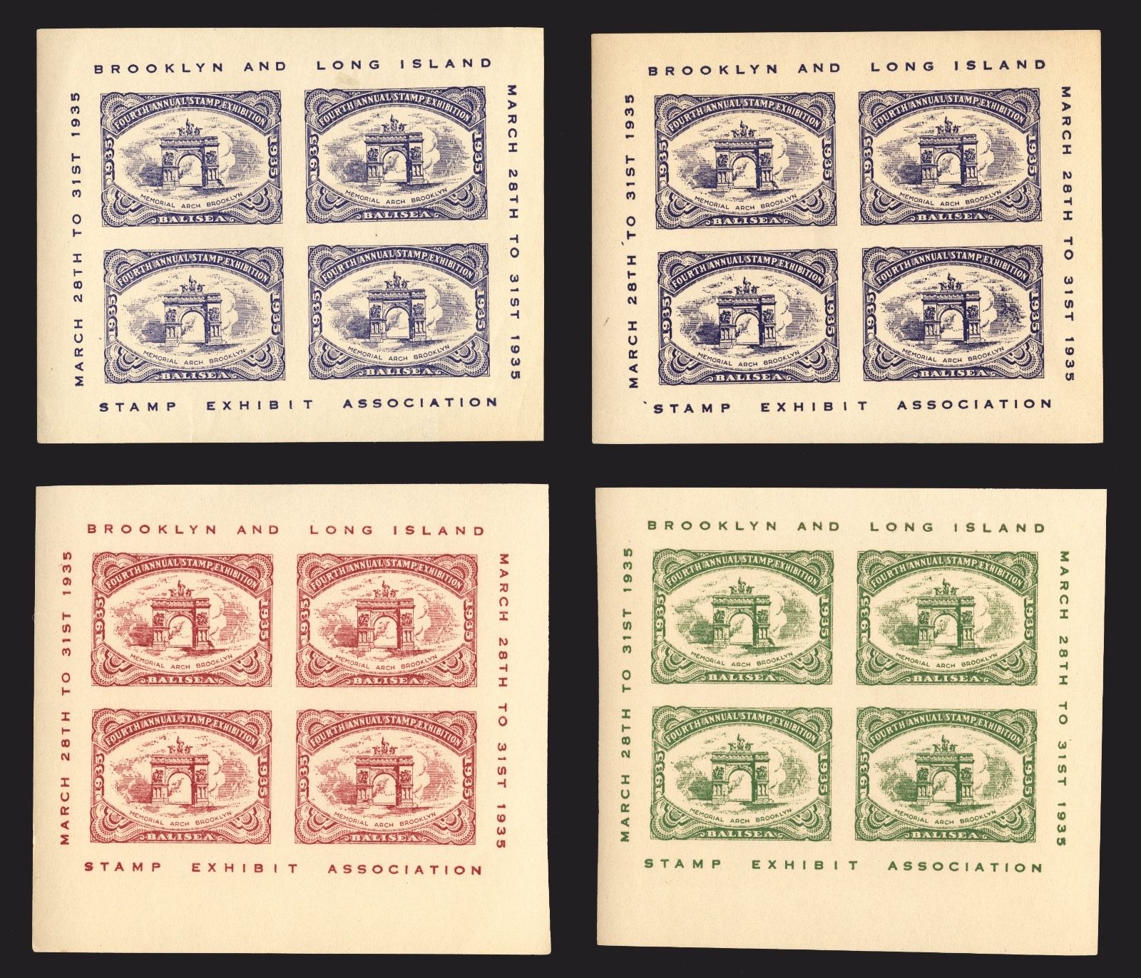1935 Brooklyn & L.I. Stamp Expo Cinderella Blocks of 4 | United States ...
