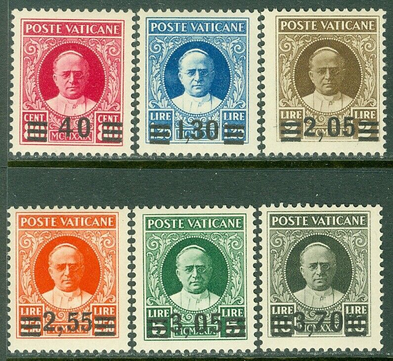 VATICAN 1934 Scott #35-40 VF, Mint NH. Some signed. Catalog $3,680 ...