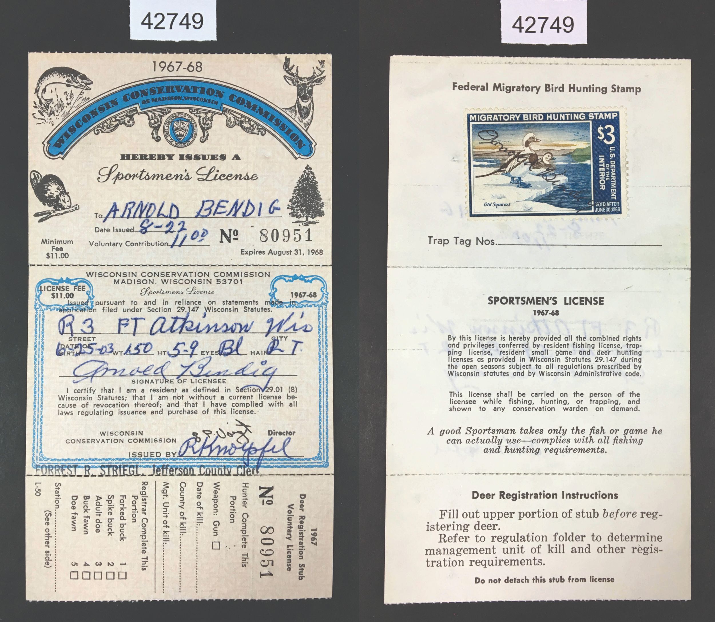 US Stamps # Rw34 Hunting License Used LOT #42749 | United States, Duck ...