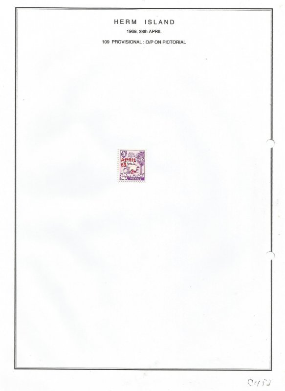 HERM ISLAND - 1969 - Pictorial, Provisional o/p-Perf Single-Mint ...