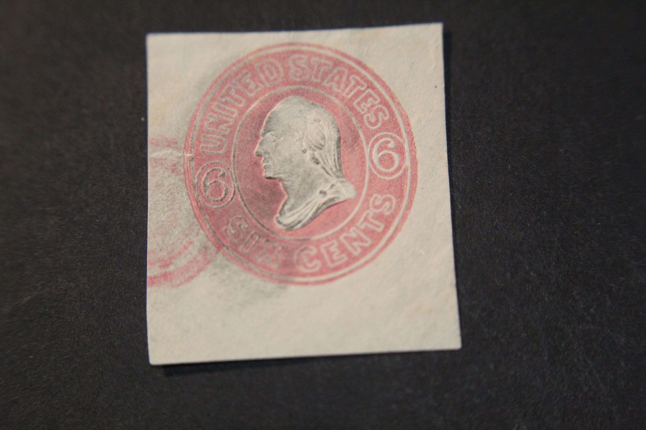 US U38 CUT Square Used Pink Bullseye Cancel - Scarce Color Cancel ...