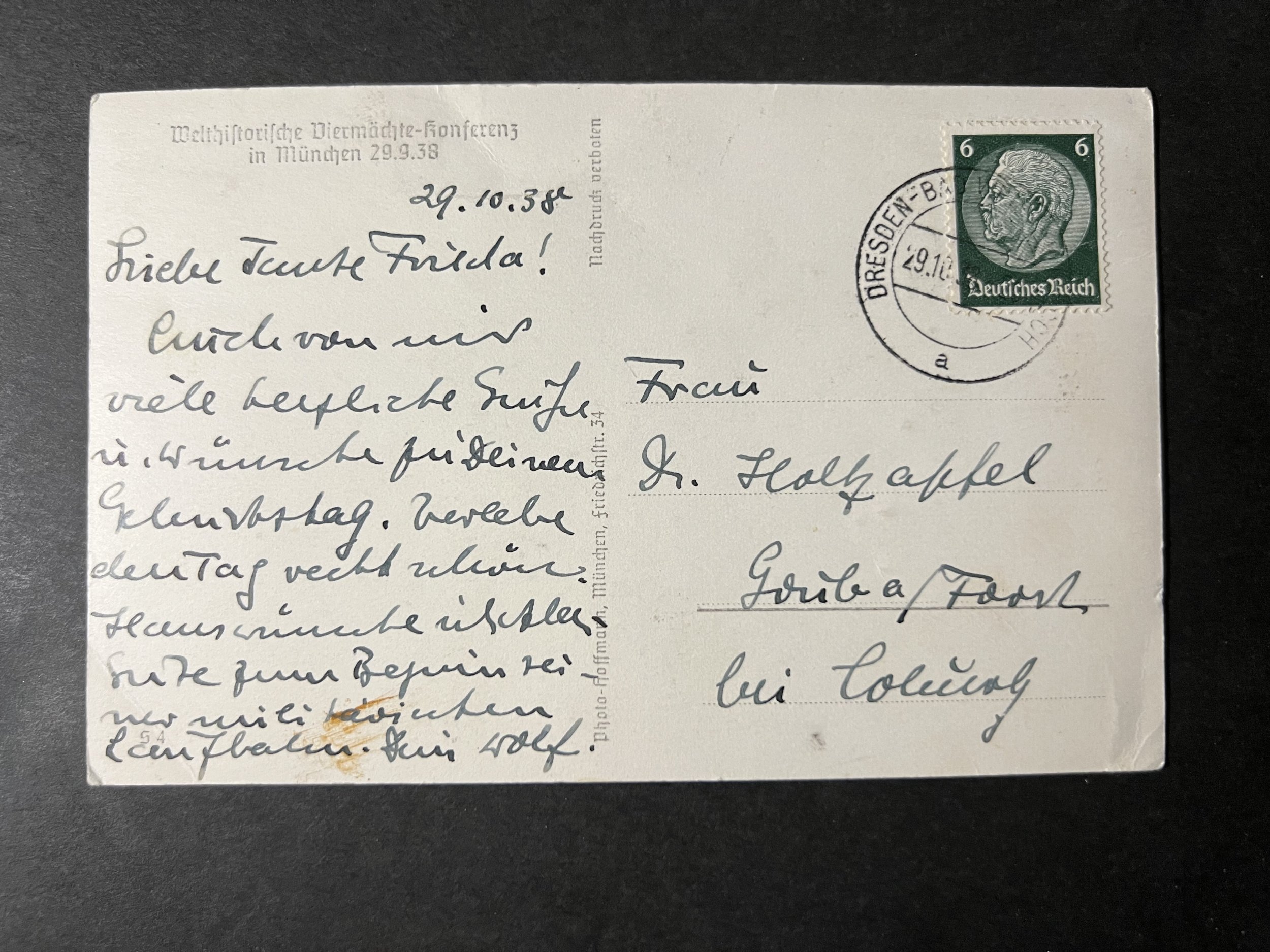 1938 Nazi Germany Postcard Cover Dresden to Goub a Fool Adolf Hitler ...