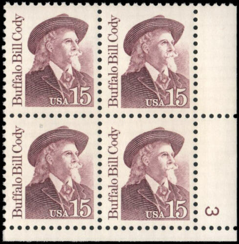 1988 Buffalo Bill Cody Plate Block of 4 15c Postage Stamps - MNH, OG ...