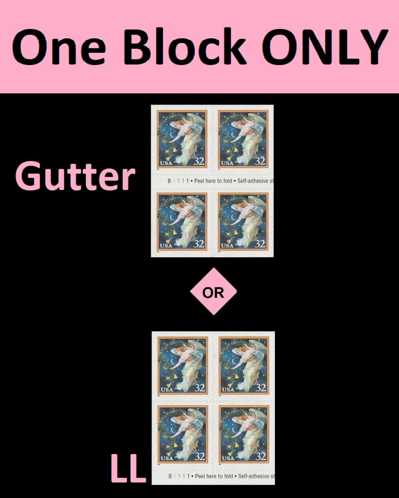 US 3012 Christmas Midnight Angel 32c plate block 4 B1111 MNH 1995 ...