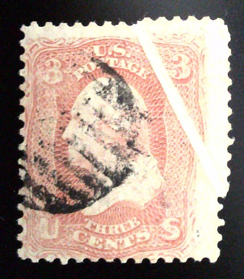 Scott #65 - 3c Rose - Washington - Preprint paper fold - Used - Thin ...