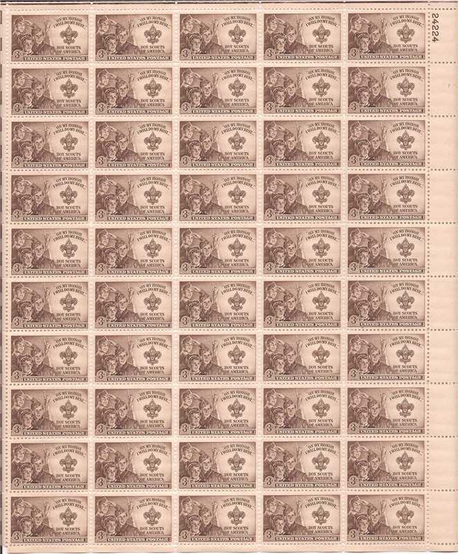 US Stamp - 1950 Boy Scouts - 50 Stamp Sheet - Scott #995 | United ...