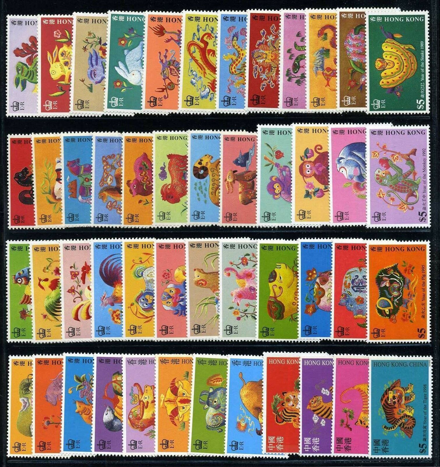 Hong Kong 1987-98 Zodiac Stamp (48v, 12 Cpt Sets) MNH | Asia - Hong ...