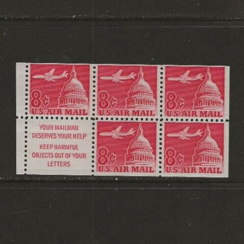 US Scott #C64b Booklet Pane Slogan 1 F/VF MNH Catalog Value $6.00 #268x ...