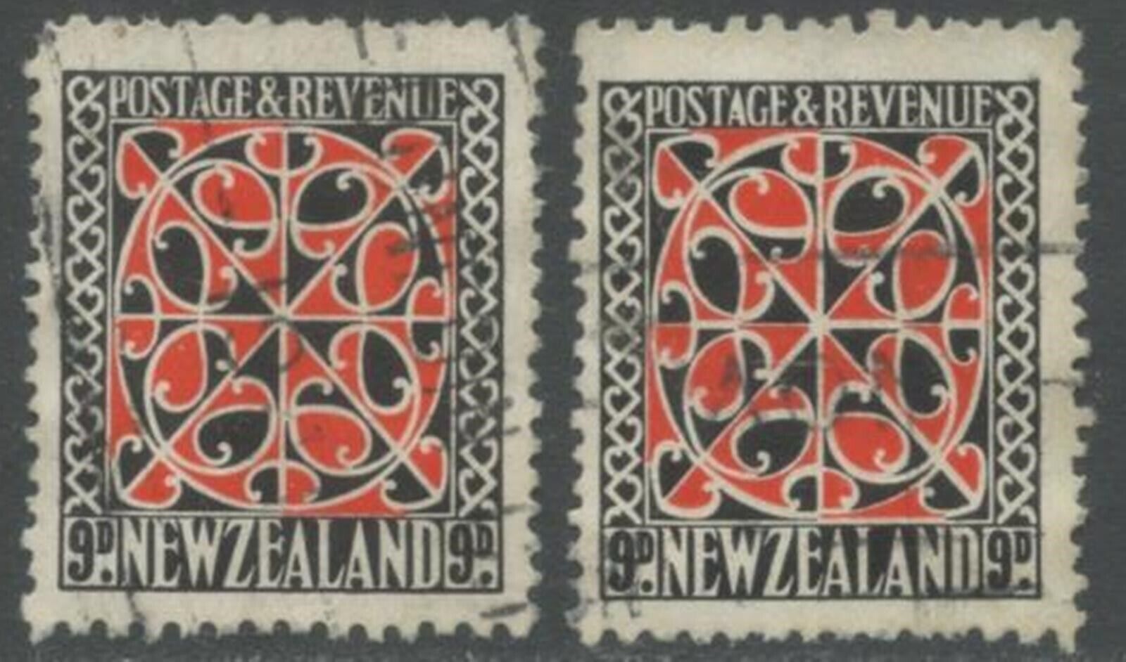 NEW ZEALAND Sc#244-245 1941 9p Redrawn Watermark Varieties Complete ...