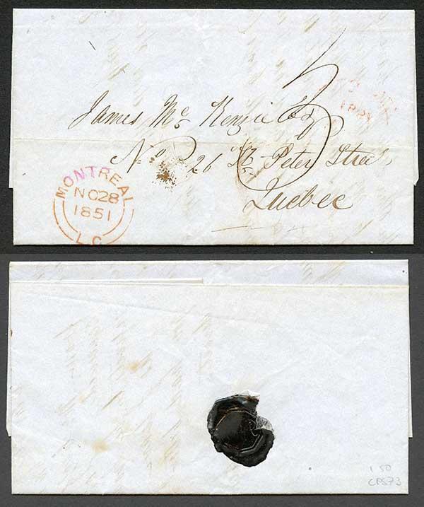 Canada 28 Nov 1851 3d Manuscript internal rate during the 1st year of ...