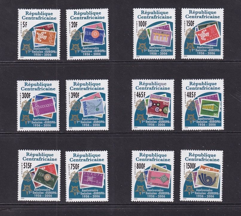 Central African Republic #1479-1490 MNH 2005 Europa stamps 50th ...