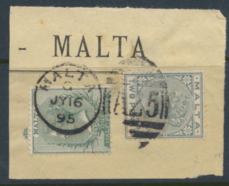 Malta SC# 8 , 10 SG 20 , 23 (1885) pair on piece see scans and details ...