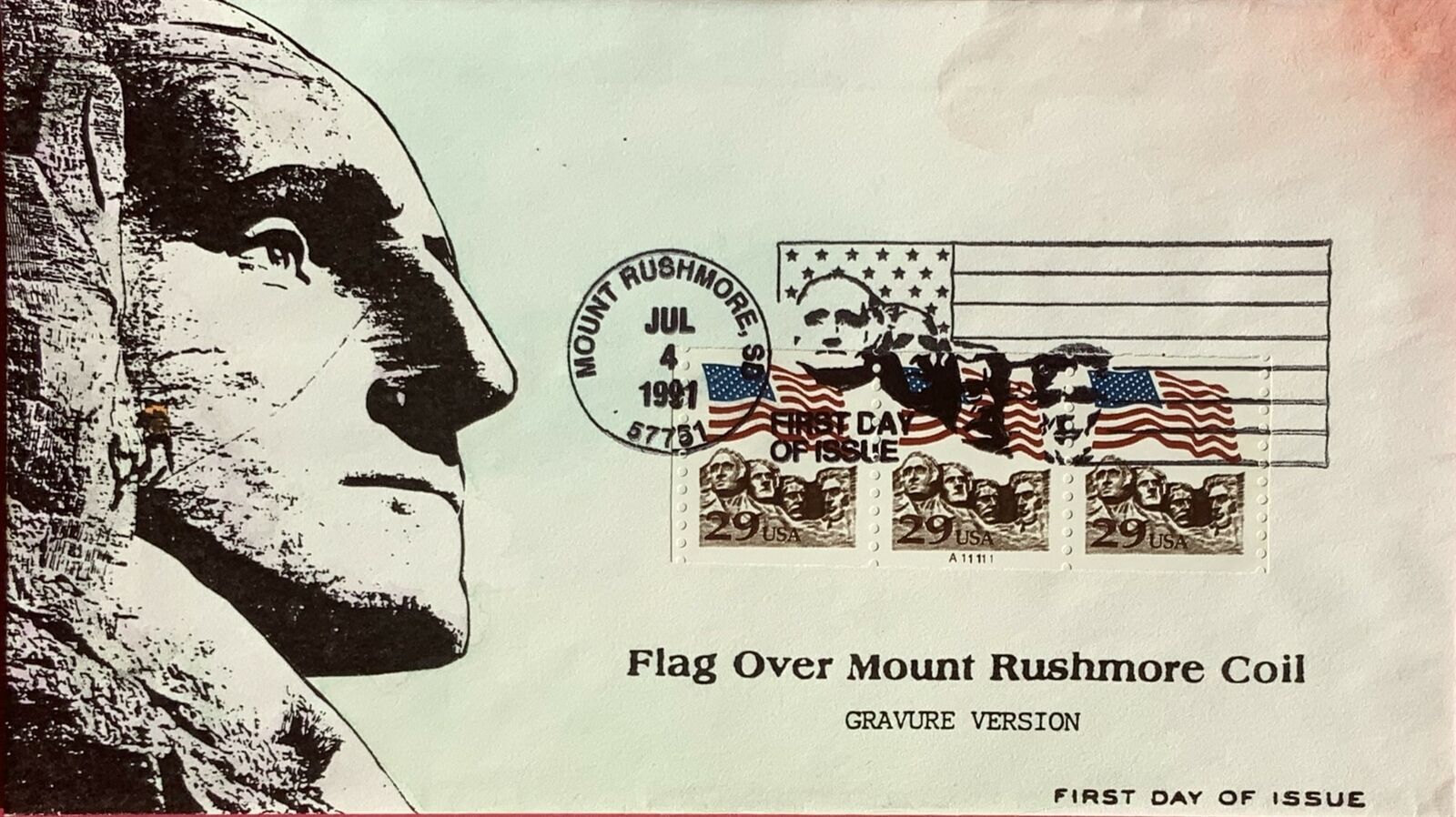 Anagram Hand Colored 2523A Flag Over Mount Rushmore PNC A11111 Gravure ...