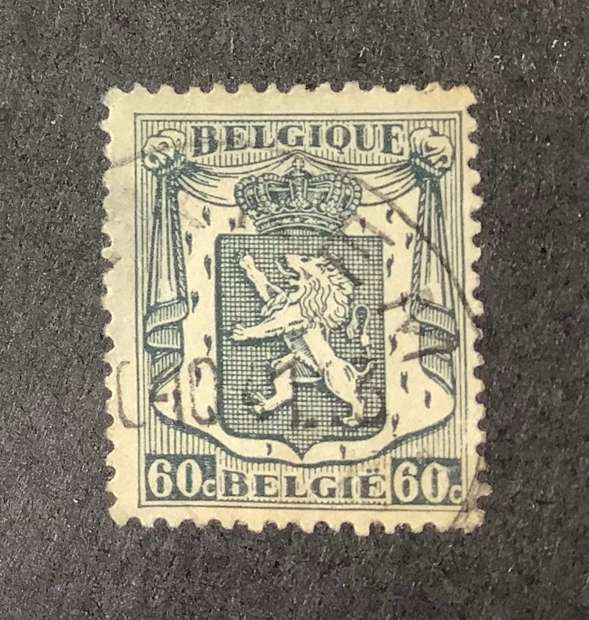 Belgium 1935-48 Scott 276 used - 60c, Heraldic Lion, Coat of Arms ...