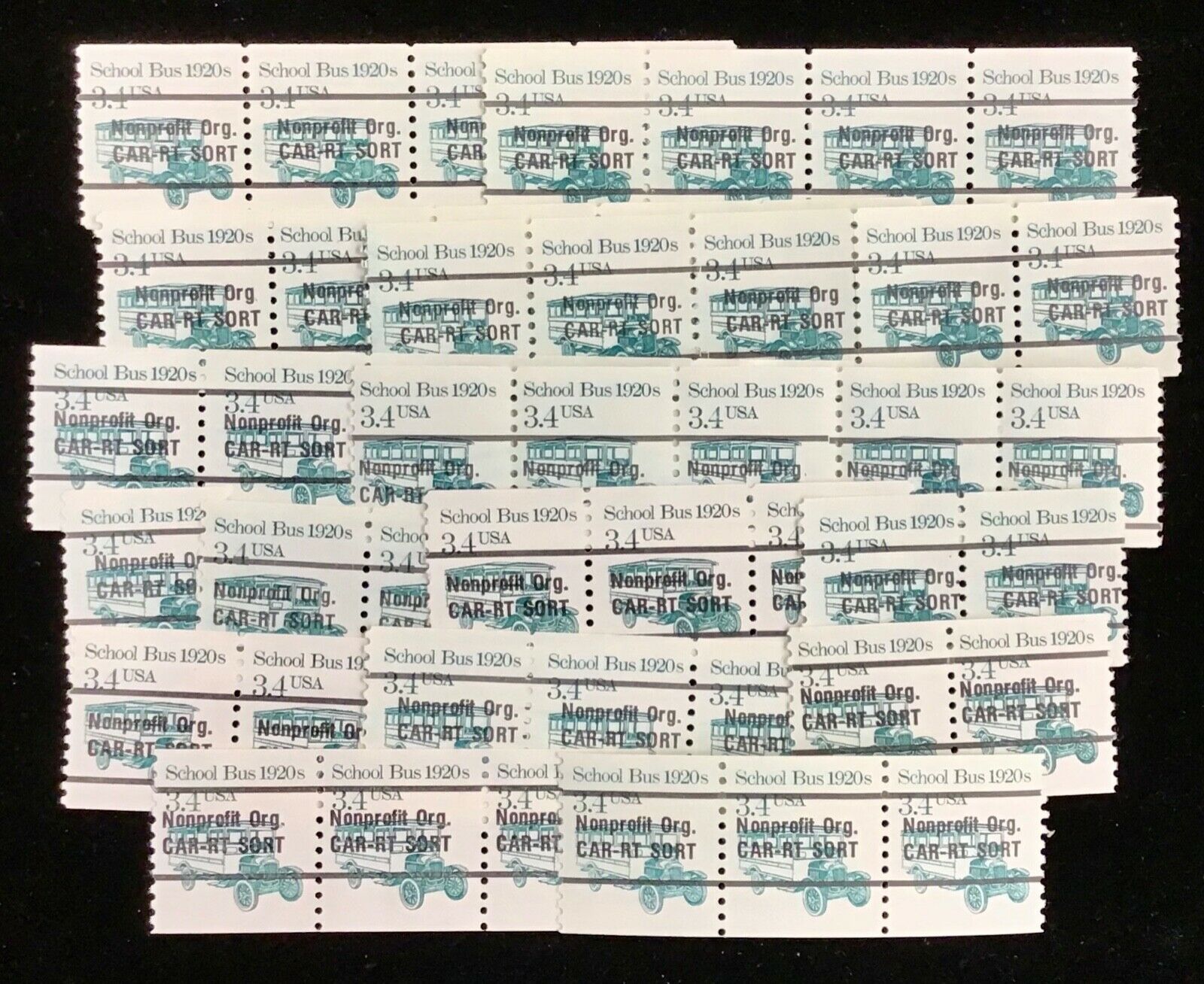 2123A. School Bus Precancel. 50 coils stamps. 3.4 cent stamps. Face $1. ...