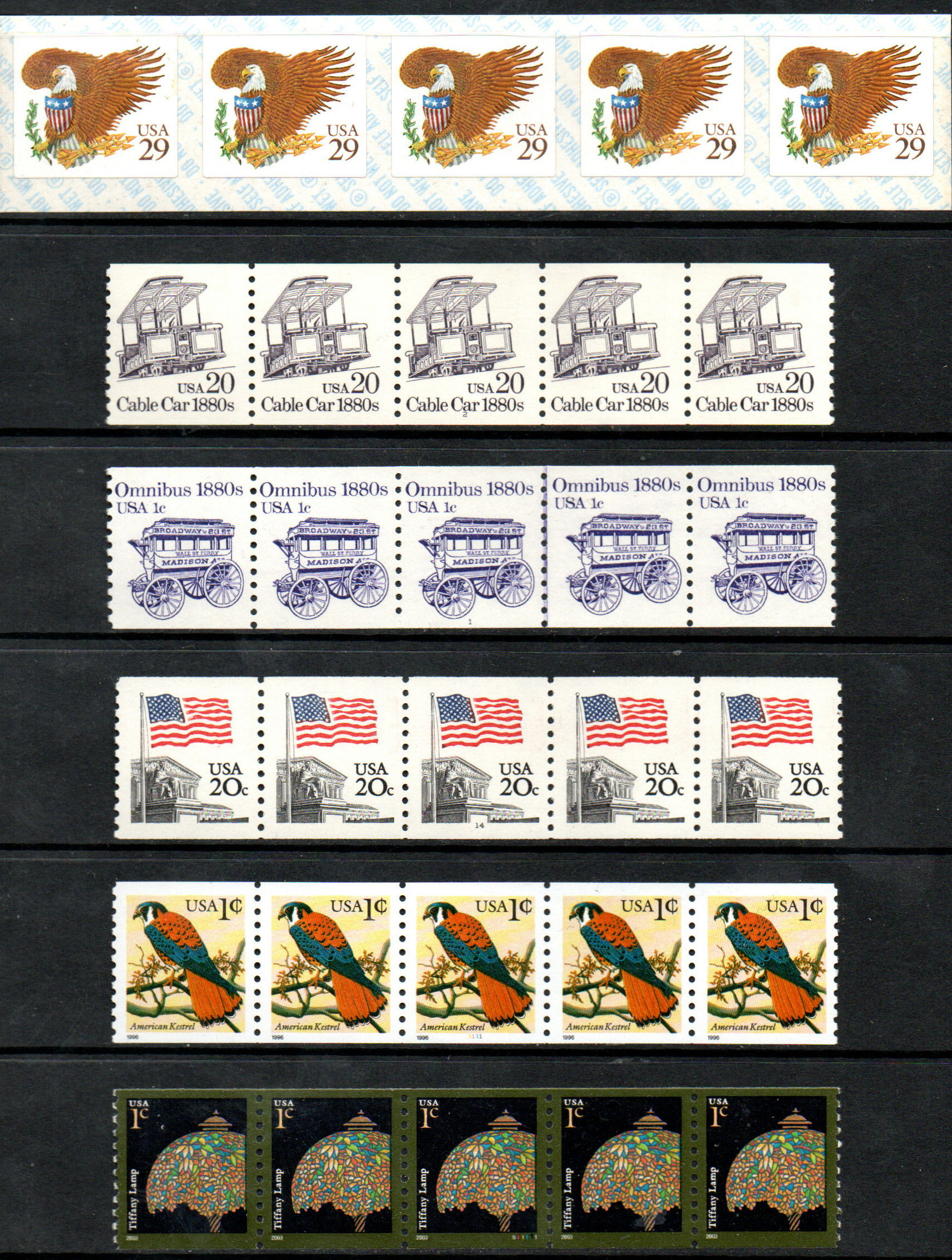 US #1895 // 3758 PLATE NUMBER COILS, 6 different (different types) , VF ...