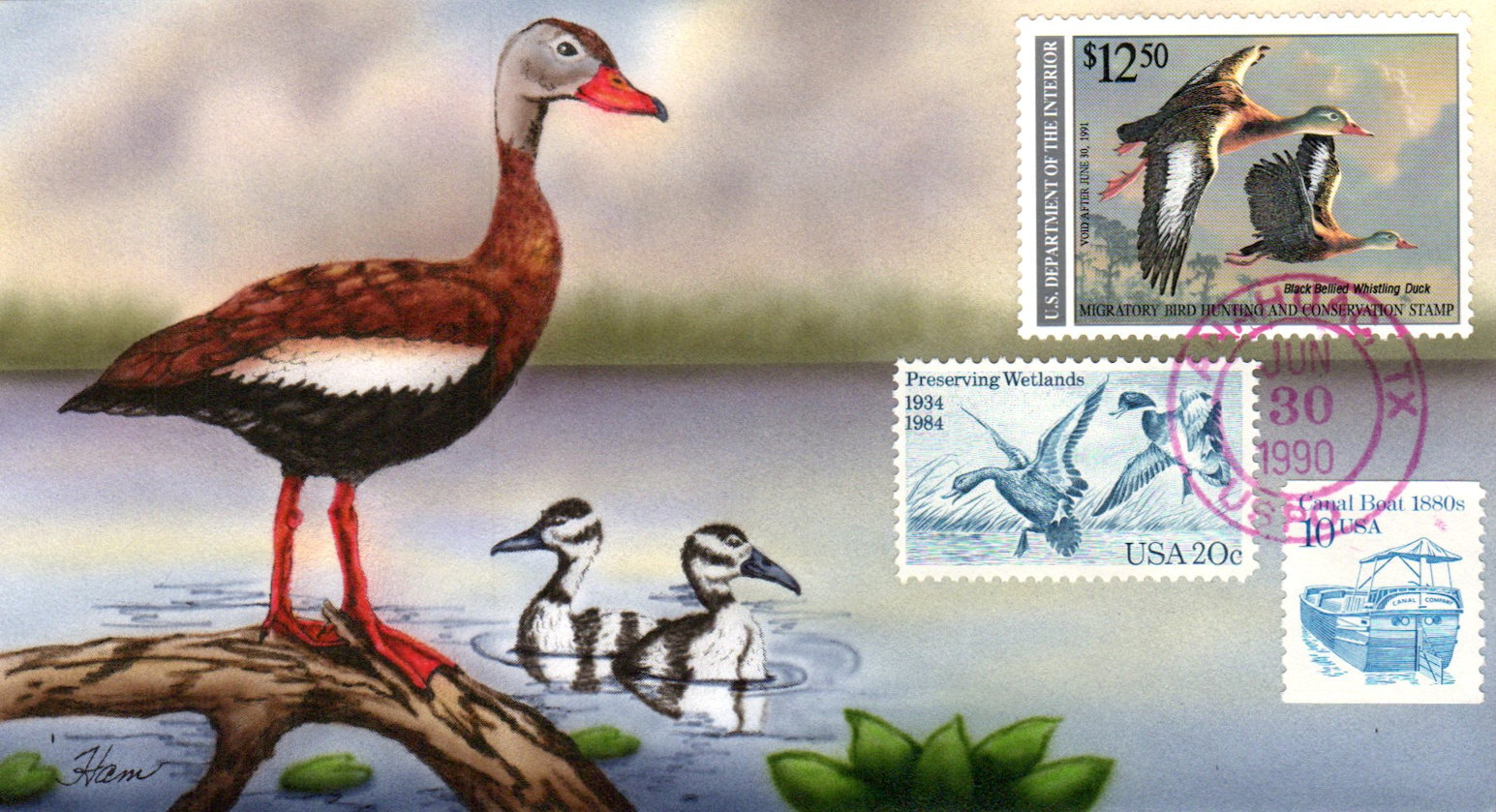 #RW57 Black Bellied Whistling Duck Ham FDC | United States, Duck Stamps ...