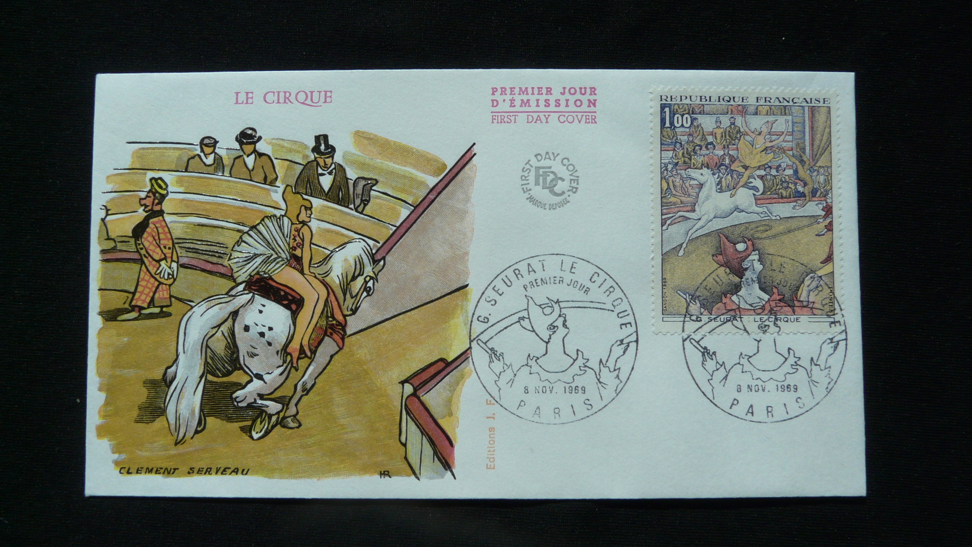 art paintings Georges Seurat circus horse FDC France 1969 (ref 57283 ...