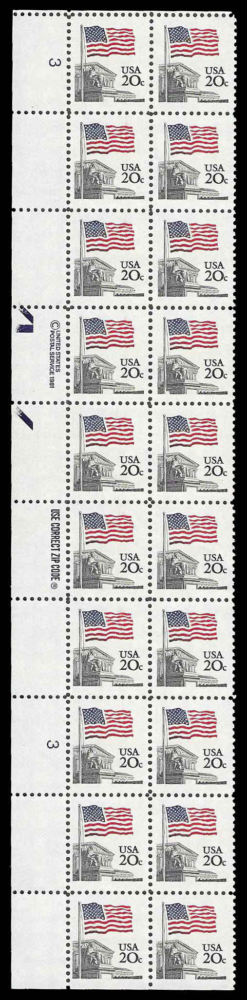 PCBstamps US #1894 PB $4.00(20x20c)Flag over Supreme Court, MNH, (PB20 ...