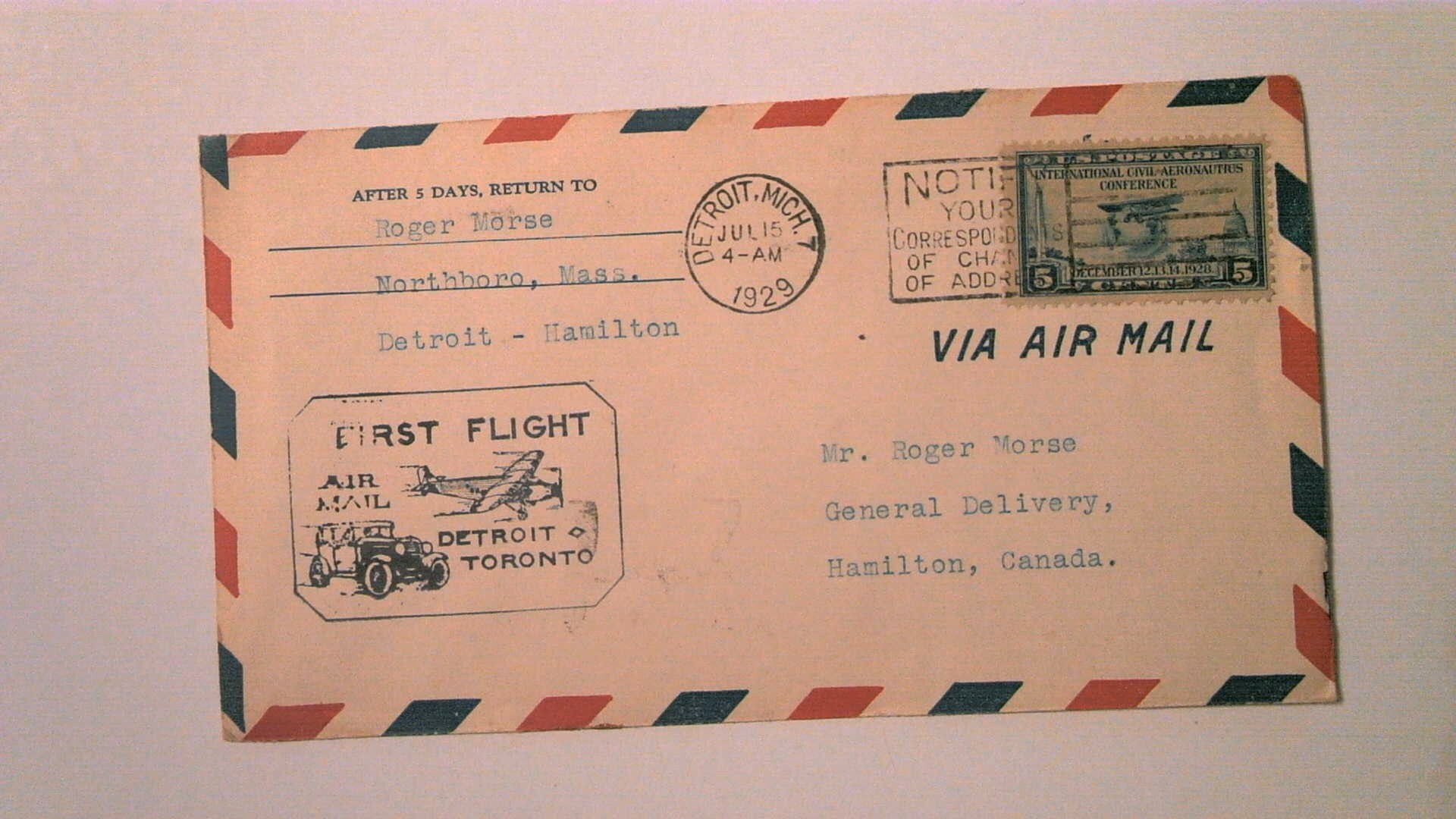 US First Flight Cover: 1929 Detroit MI | United States, General Issue ...