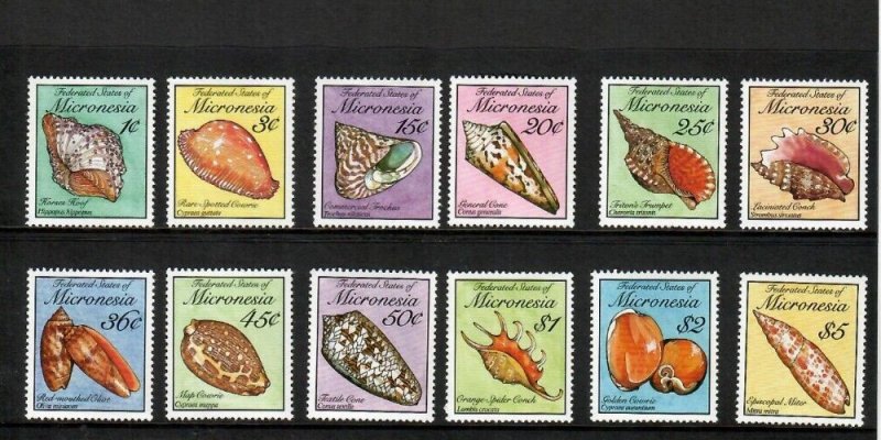 Micronesia 1989 - Sea shells - Set of 12 Stamps Definitive - Scott #83 ...