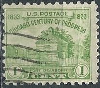 US 728 (used) 1¢ Chicago Century of Progress, Fort Dearborn (1933 ...