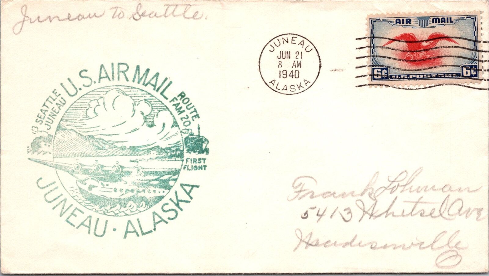 FFC 1940 - Route FAM 20 - Juneau, Ak - F35604 | United States, Stamp ...