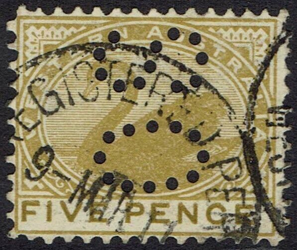 Western Australia 1902 Swan 5d Perf OS WMK V/Crown Perf 12½ Used ...