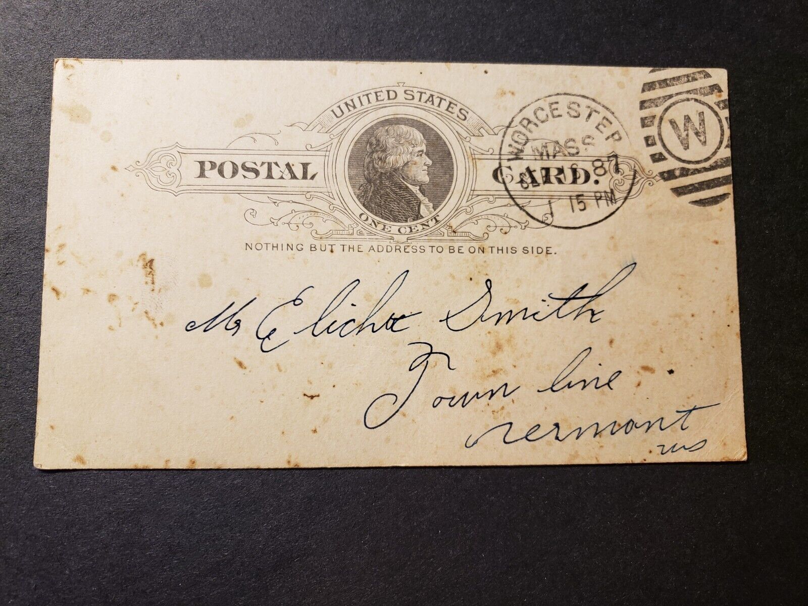 1887 WORCESTER, MASS Postal History Cover Postal Card w/ note | United ...