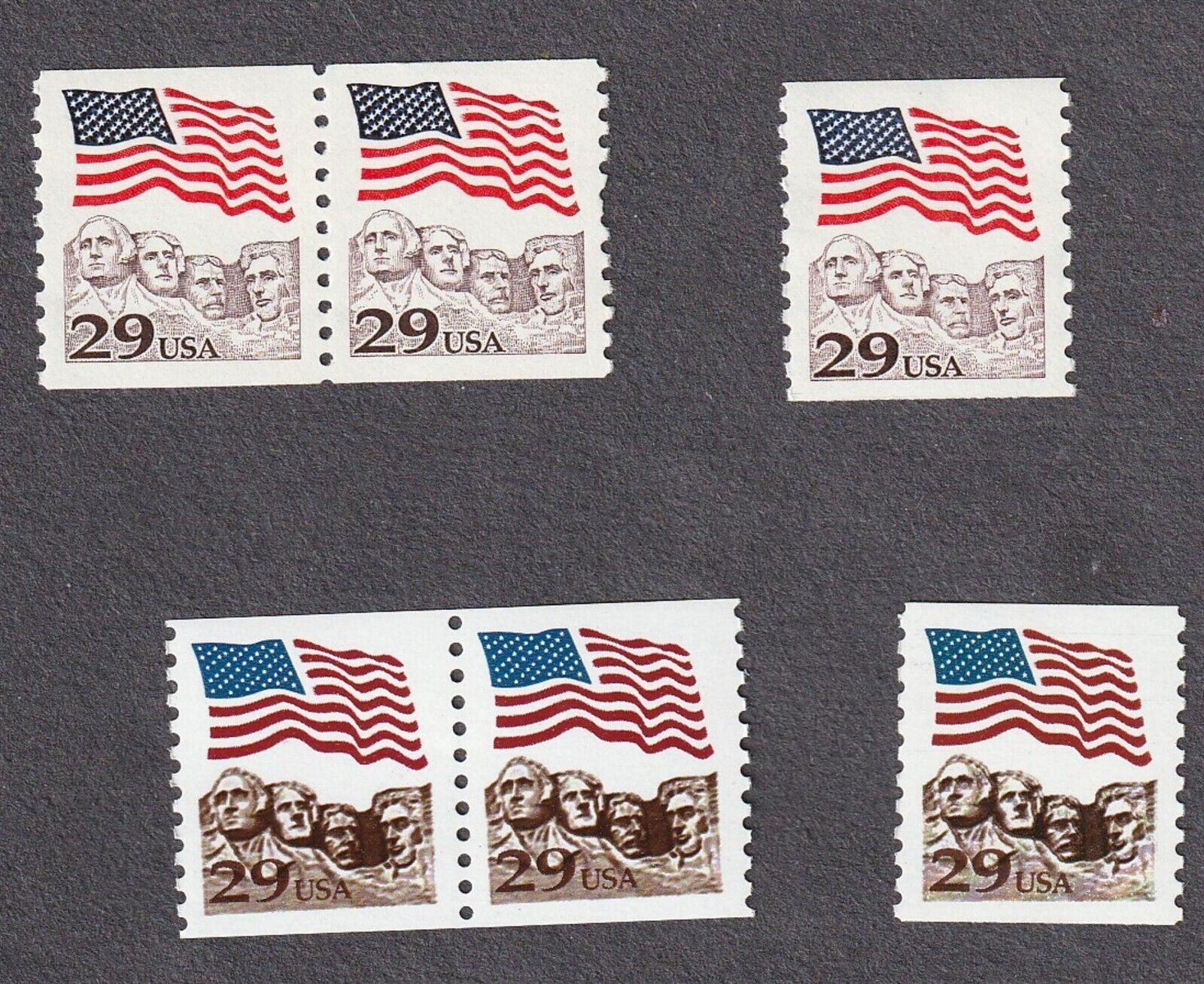 Triple 29c Rushmore US 2523, 2523A Lot (2) Single & Pair F-VF, MNH ...