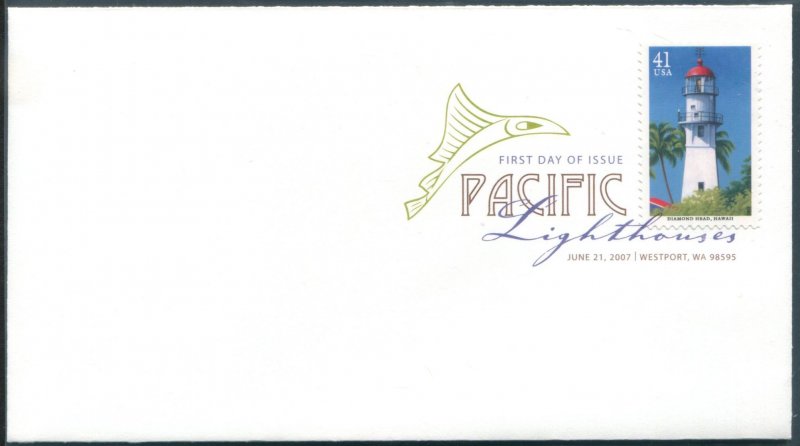 4146 US 41c Pacific Lighthouse: Diamond Head SA, FDC colored postmark ...