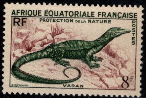 French Equatorial Africa AEF Scott 188 MH* Savannah Monitor stamp ...