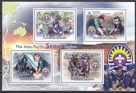 Solomon Is. 2012 issue. Asia-Pacific Scout Region sheet of 4 ...