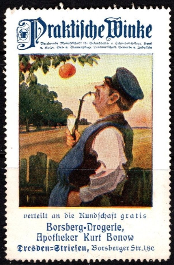 Vintage Germany Poster Stamp Borsberg Drugstore, Pharmacist Kurt Bonow ...