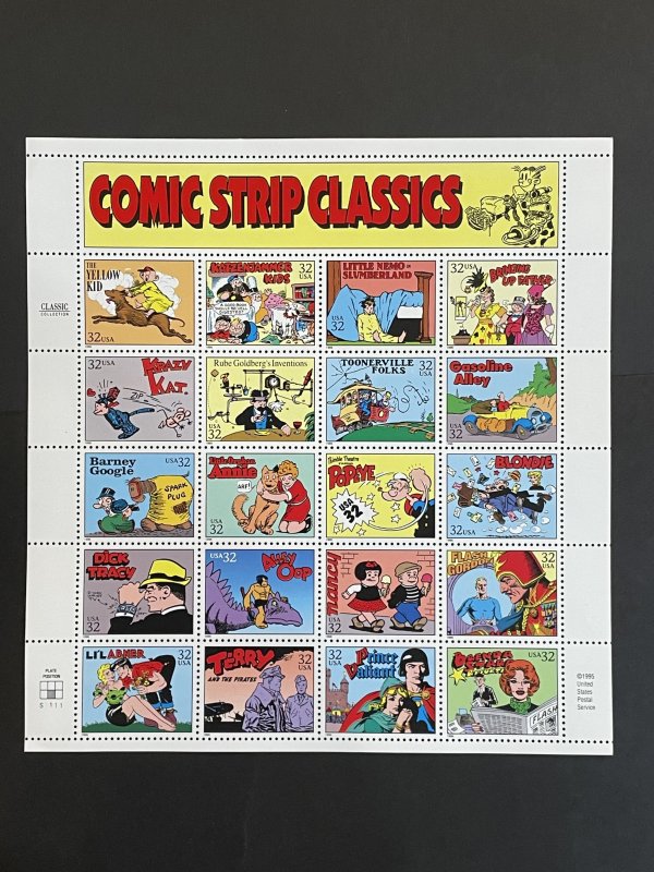1995 sheet of postage stamps Comic Strip Classics, Sc# 3000 | United ...