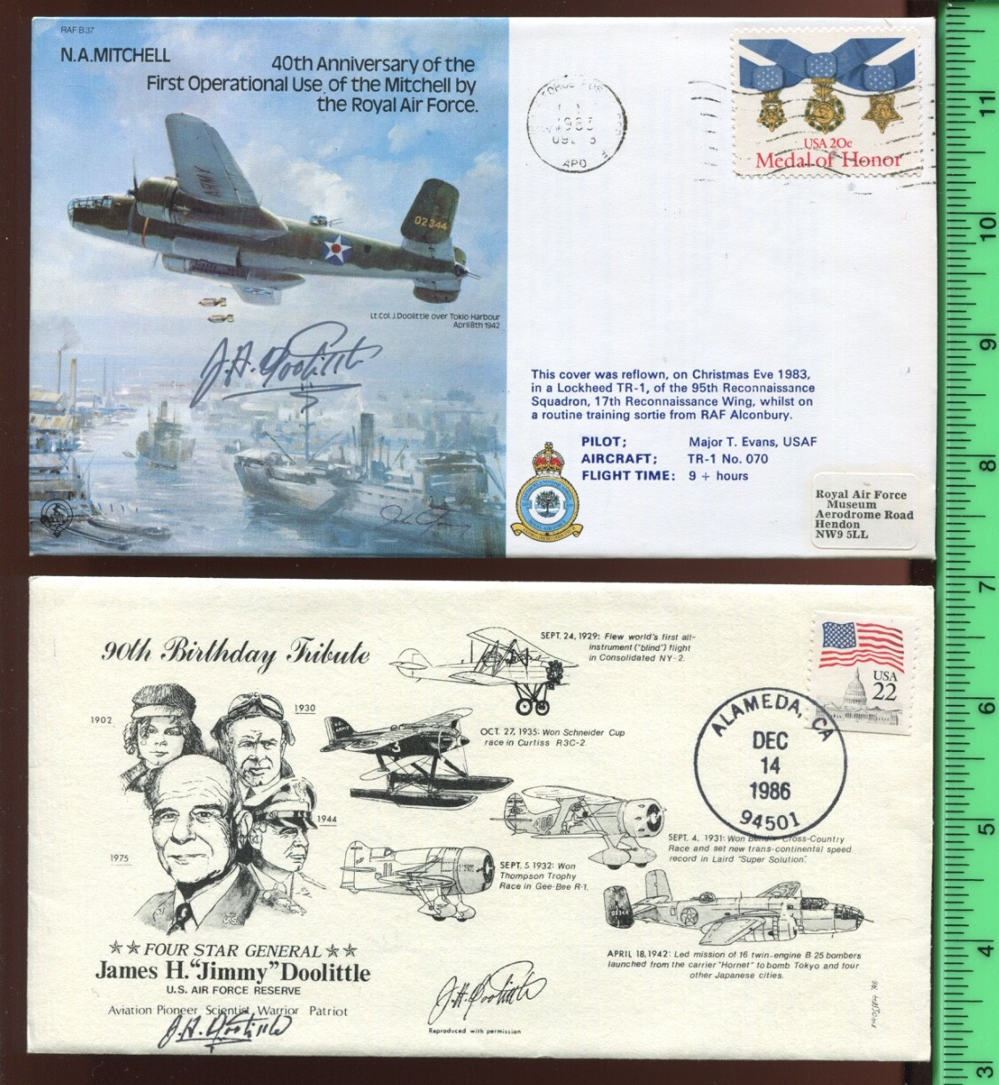 General James 'Jimmy' Doolittle Signed Pair of WW2 Commemorative Covers ...