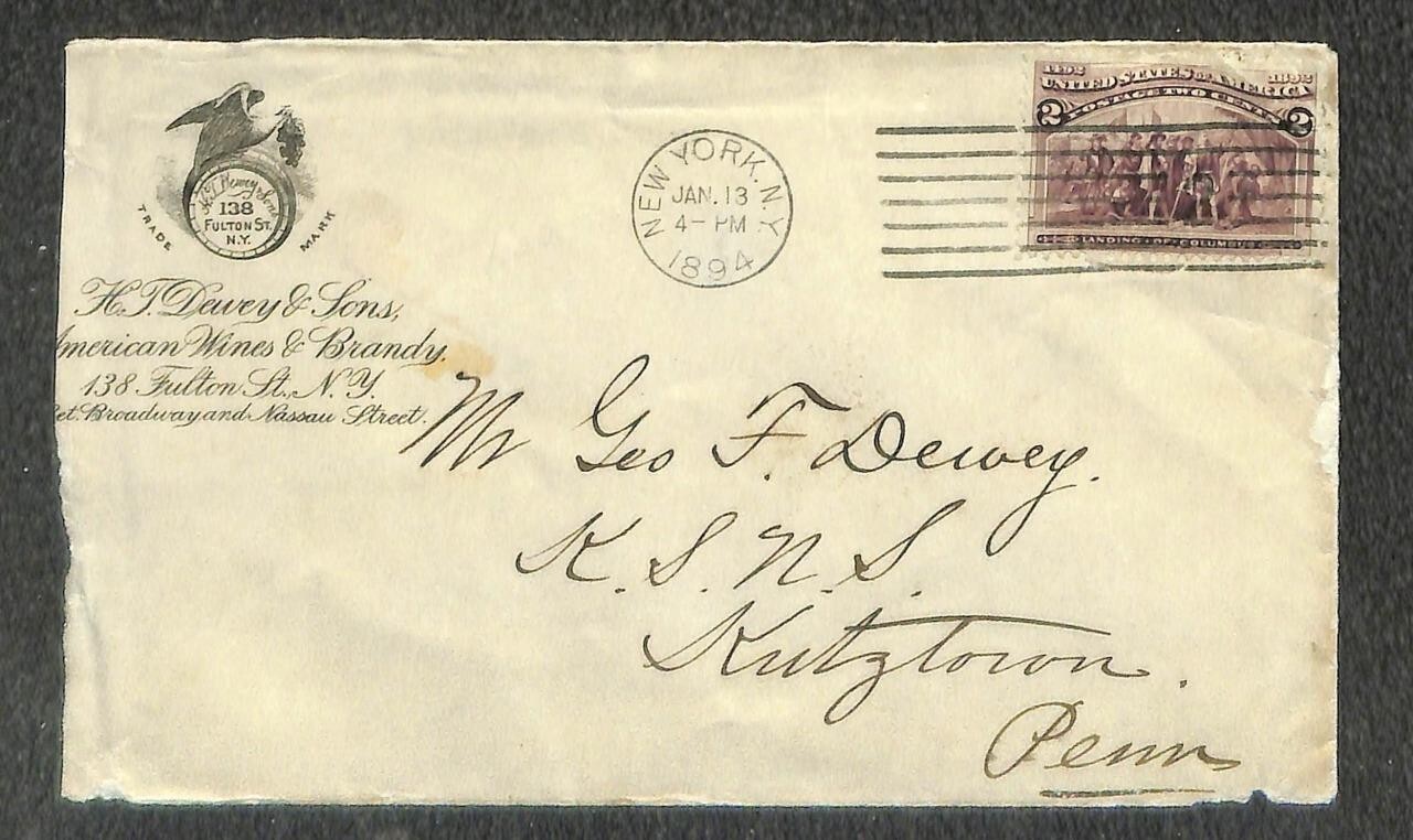 USA 231 Stamp New York H.T. Dewey & Sons Wines & Brandy Advertising ...