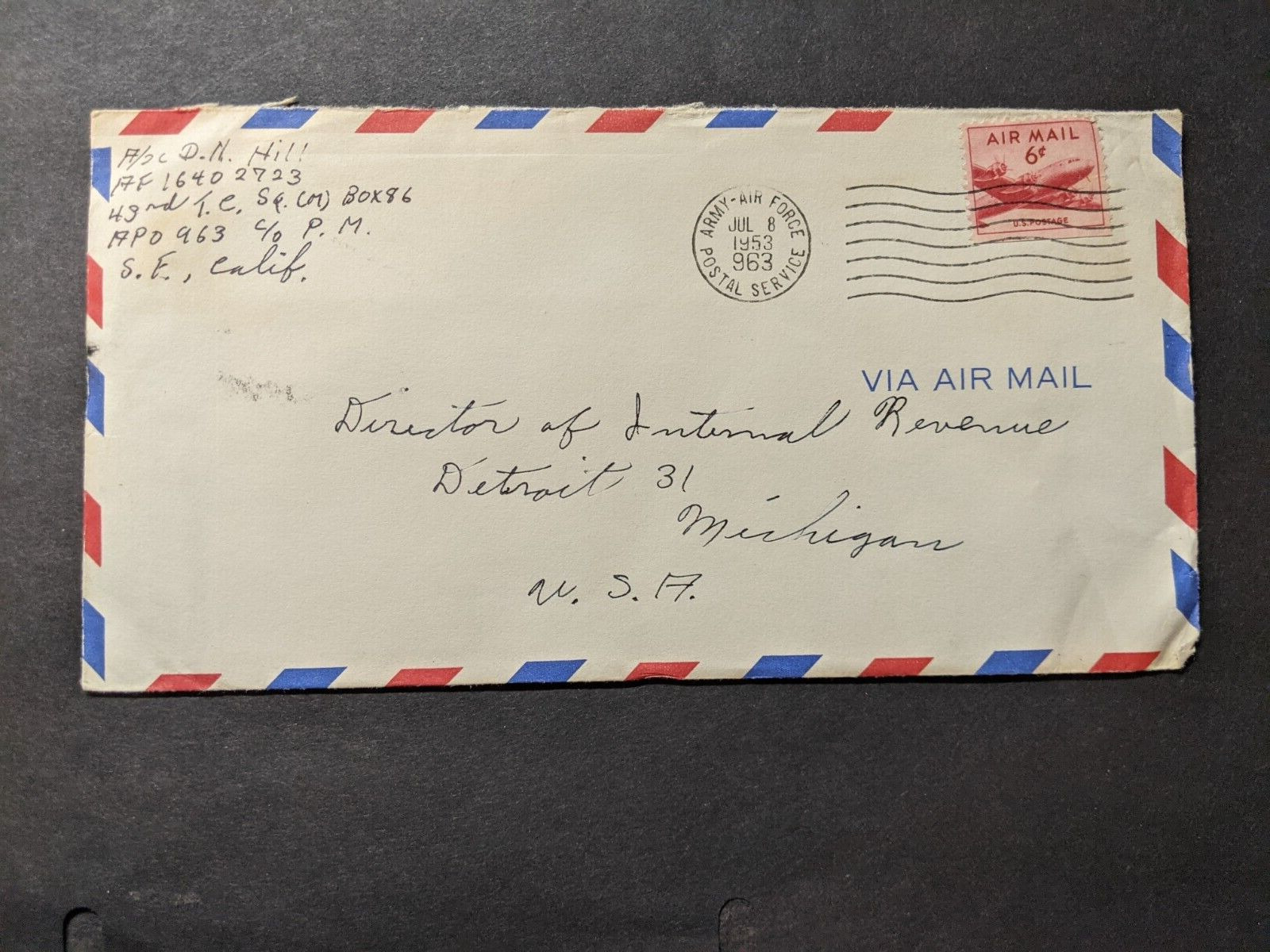 APO 963 JAPAN Army Air Force Cover 43rd TC Sqdn (M) Airman Mail ...