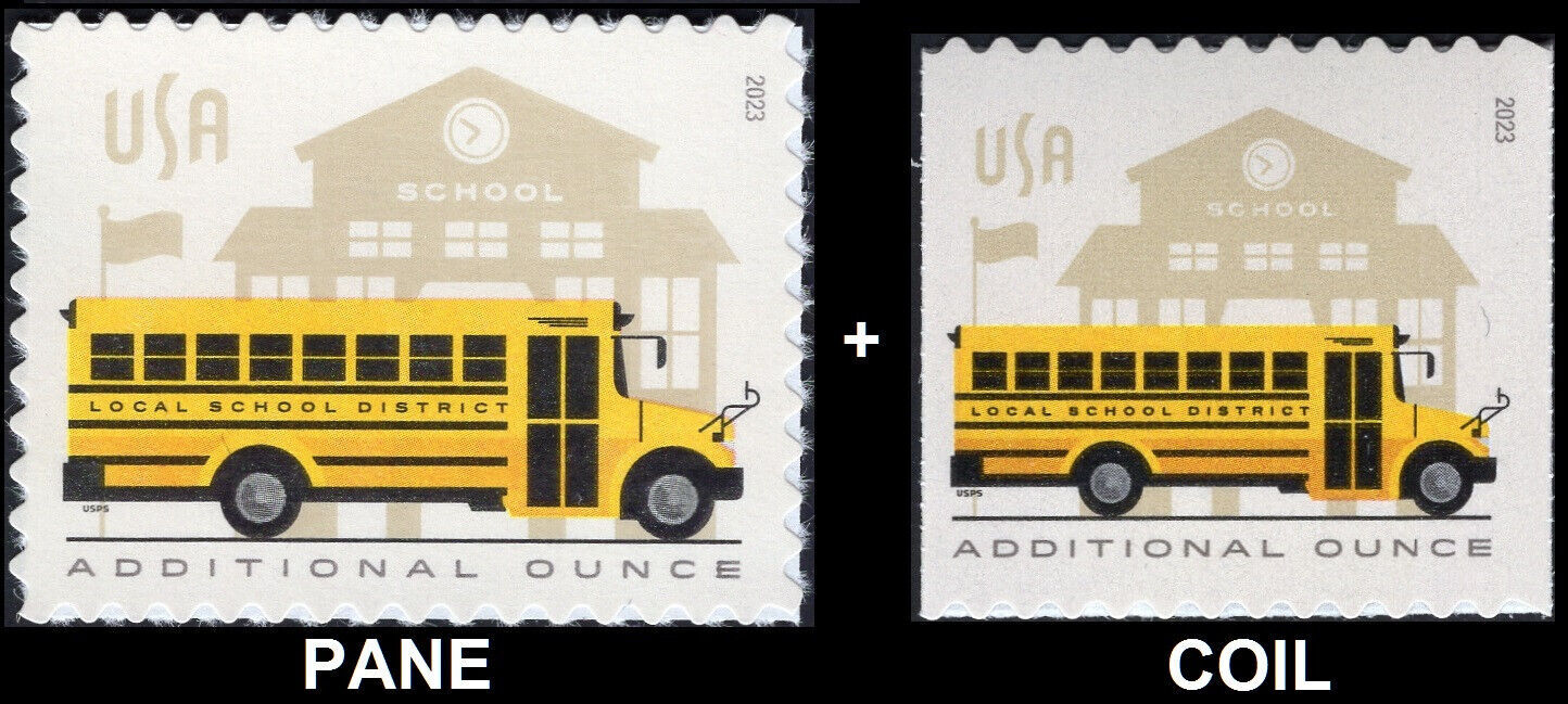 2023 US STAMP - School Bus - Pane & Coil Single - SC# 5740 5741 ...