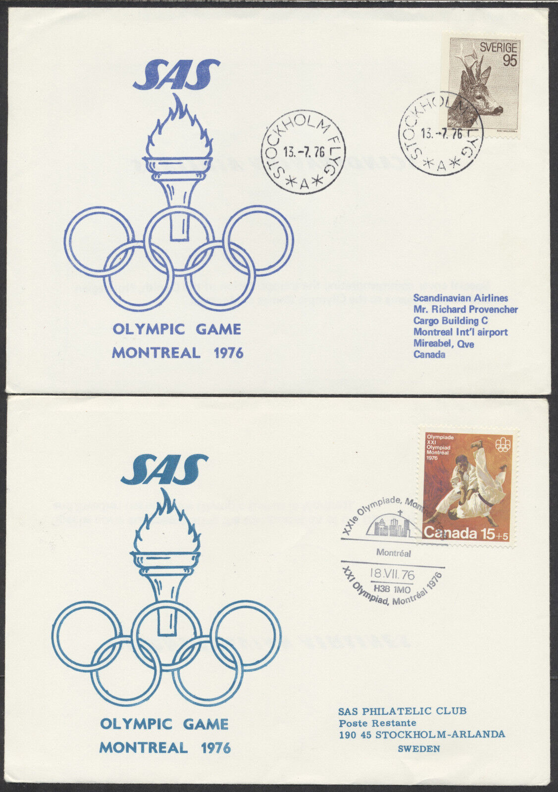 1976 Pair of SAS Special Flights to Olympics Stockholm - Montreal ...
