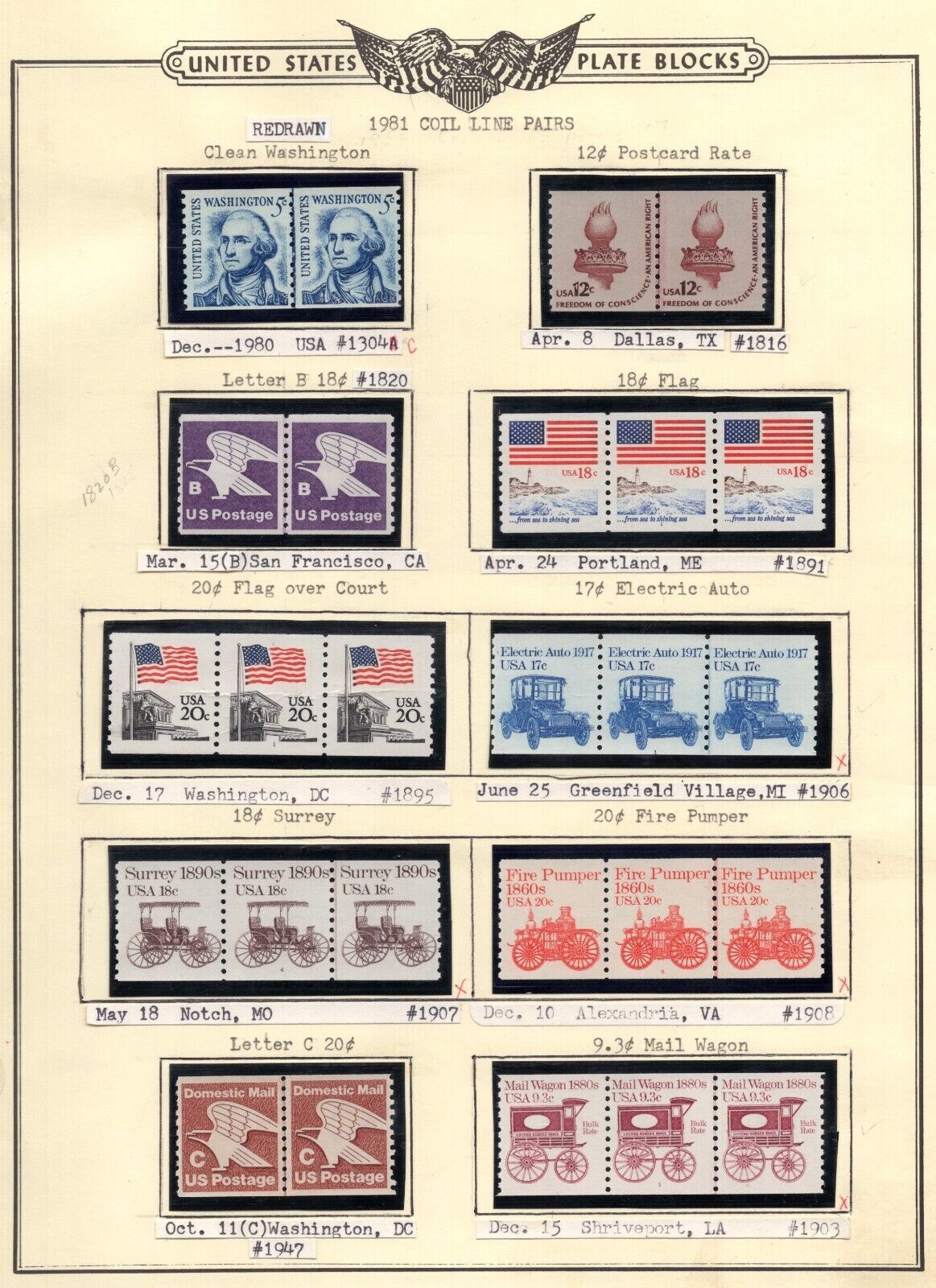US 1980-1987 Collection of 118 Coils, ALL in Strips of 3, Except 4 ARE ...