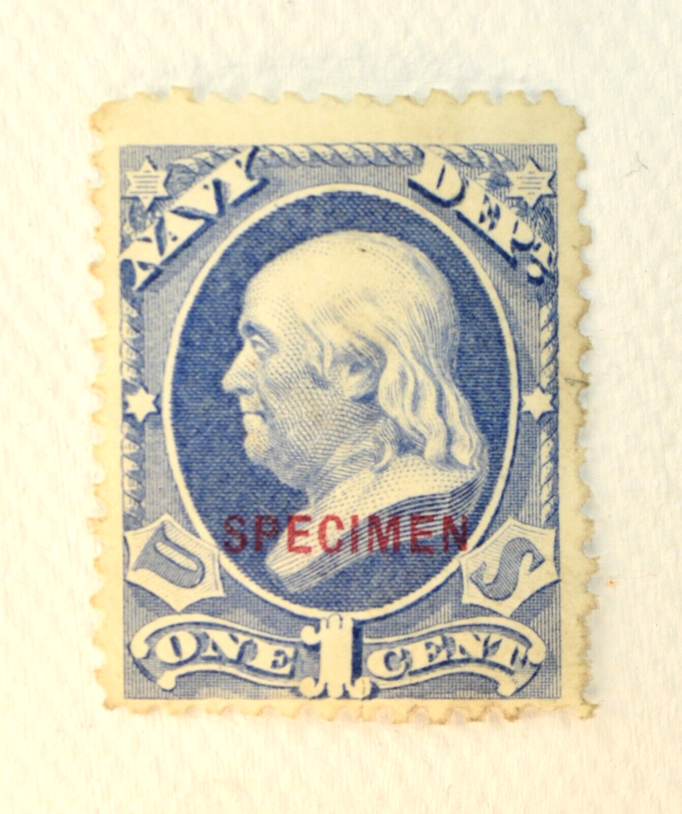 US Stamp Scott #O35S Franklin 1c Navy Department Specimen MH, 1873 ...