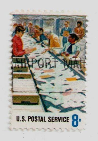 1973 USA #1491 stamp Sorting Letters on Conveyor Belt, Postal Services ...